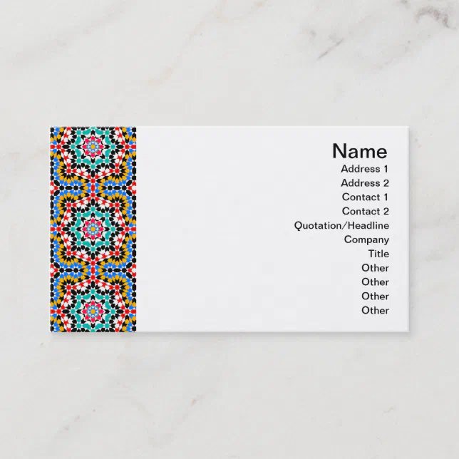 Islamic geometric pattern Tile Business Card | Zazzle