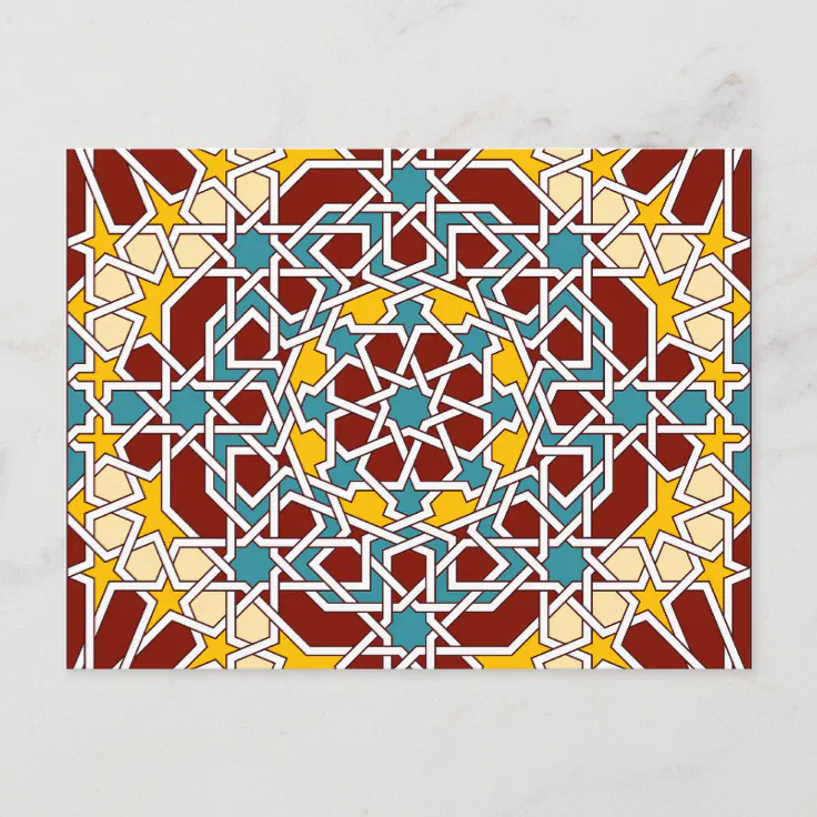 Islamic geometric patterns postcard | Zazzle