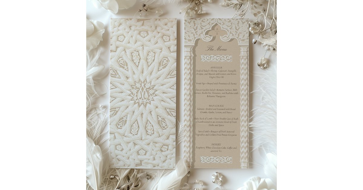 Islamic Geometric Wedding Menu Card | Zazzle