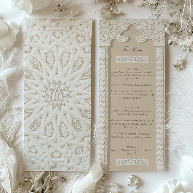 Islamic Geometric Wedding Menu Card | Zazzle
