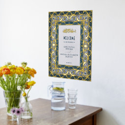 Islamic Muslim Navy Blue Welcome Sign Wedding | Zazzle