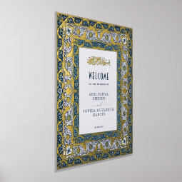 Islamic Muslim Navy Blue Welcome Sign Wedding | Zazzle