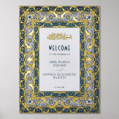 Islamic Muslim Navy Blue Welcome Sign Wedding | Zazzle