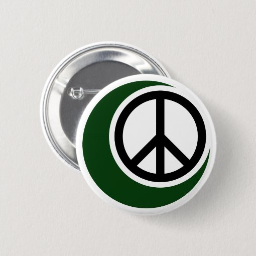 Islamic Muslim Symbol with Peace Sign Button | Zazzle