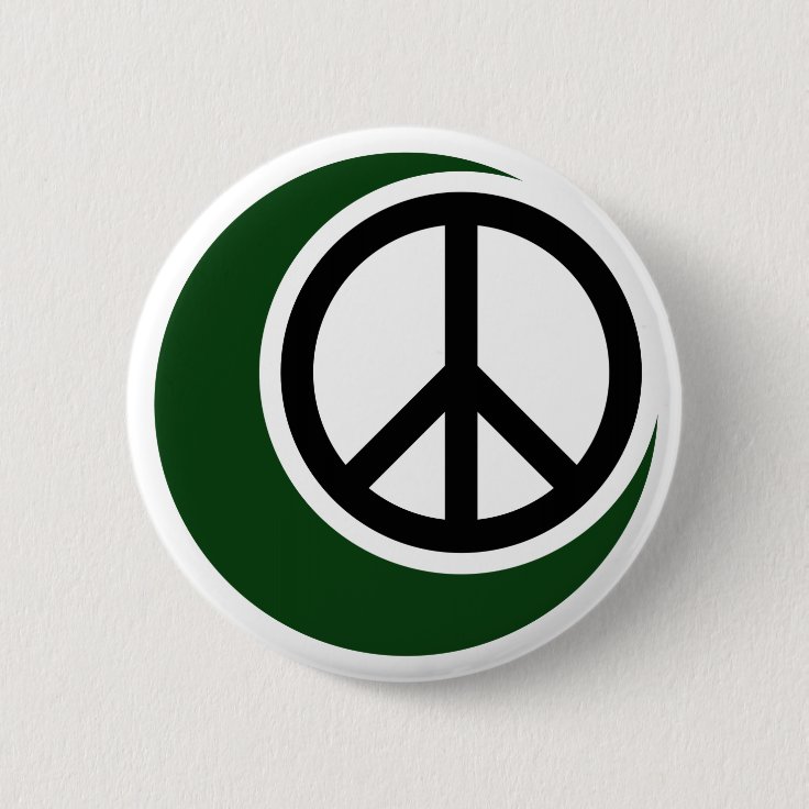 Islamic Muslim Symbol with Peace Sign Button | Zazzle