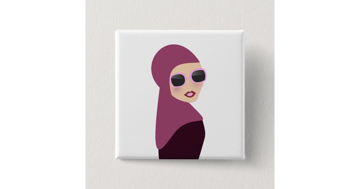 Islamic scarf muslima hijab lady style pinback button | Zazzle