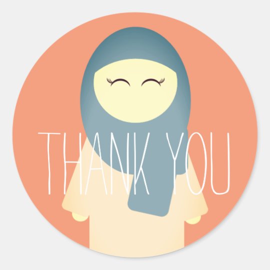 Islamic thank you sticker Muslim girl with Hijab | Zazzle.com
