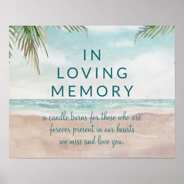 Island Breeze Painted Beach In Loving Memory Sign | Zazzle