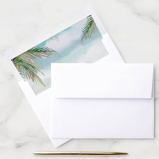 Island Breeze Painted Beach Scene Tropical Wedding Envelope Liner | Zazzle