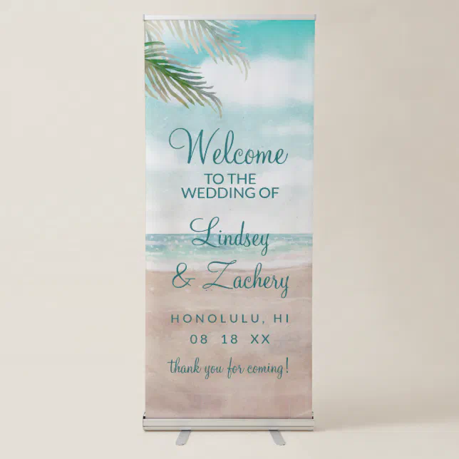Island Breeze Painted Beach Scene Wedding Welcome Retractable Banner ...