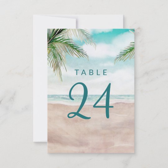 Island Breeze Painted Beach Wedding Table Numbers | Zazzle