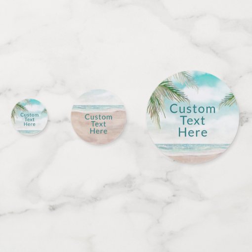 Island Breeze Sandy Beach Scene Wedding Monogram Confetti | Zazzle