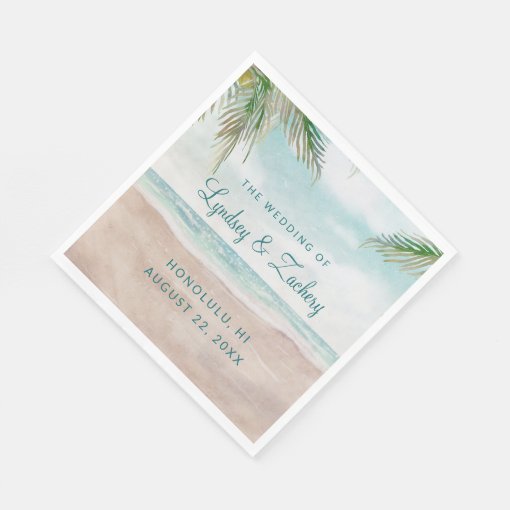 Island Breeze Sandy Beach Wedding Monogram Napkins | Zazzle