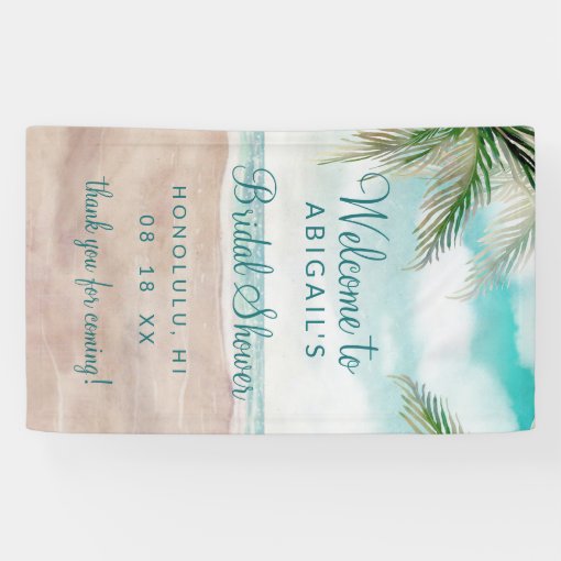 Island Breeze Tropical Beach Bridal Shower Welcome Banner | Zazzle