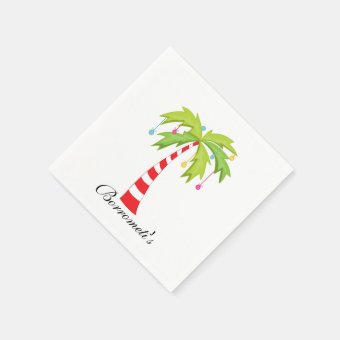 Island Christmas Palm Tree Cocktail Napkin | Zazzle