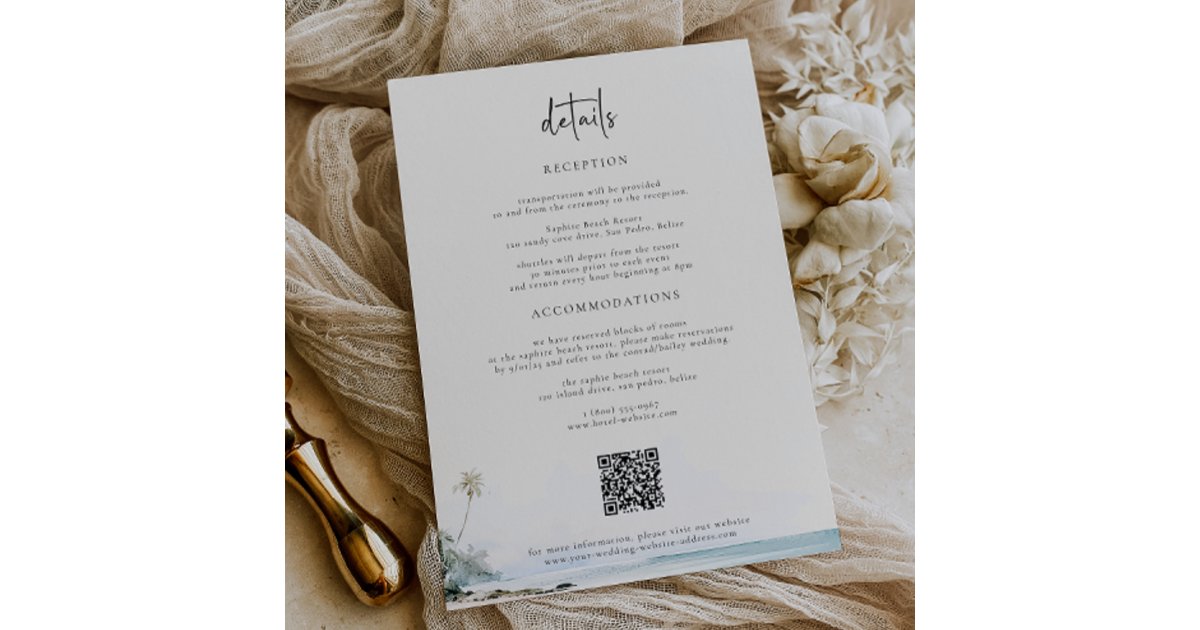 Island Destination Wedding Details Invitation | Zazzle