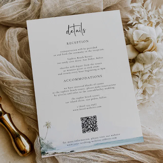 Island Destination Wedding Details Invitation | Zazzle