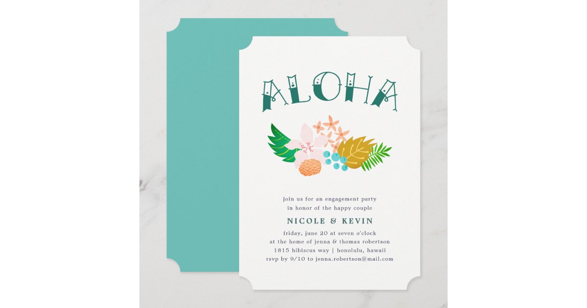 Island Flowers | Aloha Engagement Party Invitation | Zazzle