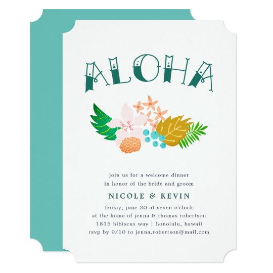Island Flowers | Aloha Welcome Dinner Invitation | Zazzle.com