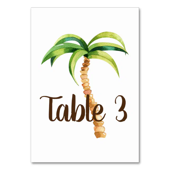 Island Palm Tree Table Number | Zazzle