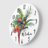 Island Paradise Birds Tropical Floral Botanical Large Clock | Zazzle