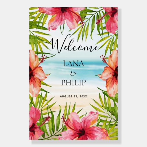 Island Paradise | Tropical Beach Wedding Welcome Foam Board | Zazzle