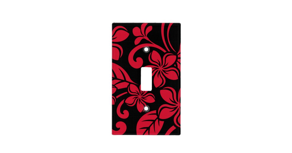 ISLAND PLUMERIA (BLACK/RED) LIGHT SWITCH COVER | Zazzle