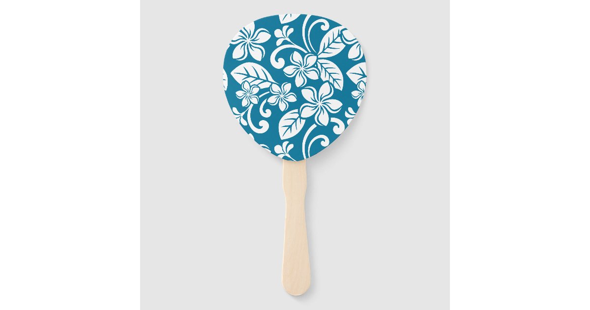 ISLAND PLUMERIA (CARIBBEAN BLUE) HAND FAN | Zazzle