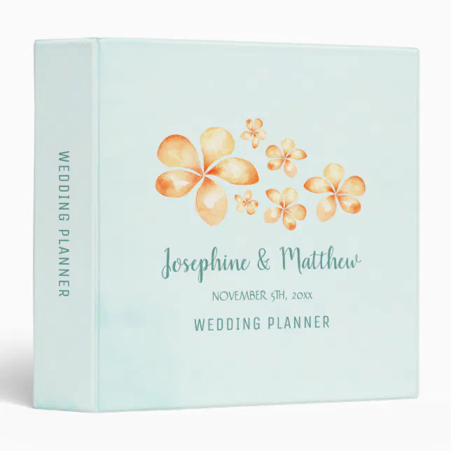 Island Plumeria Personalized Wedding Planner 3 Ring Binder | Zazzle