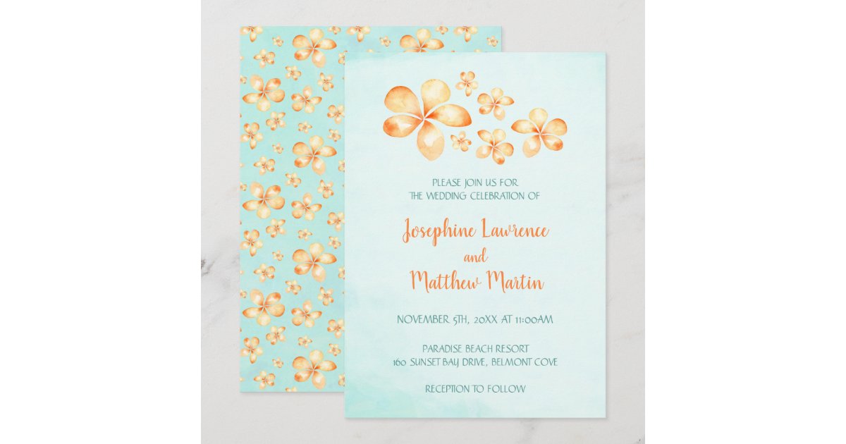 Island Plumeria Wedding Invitations | Zazzle