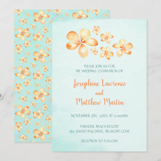 Island Plumeria Wedding Invitations | Zazzle