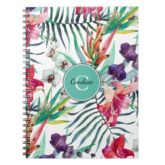 Island Style Tropical Pattern with Monogram Notebook | Zazzle.com