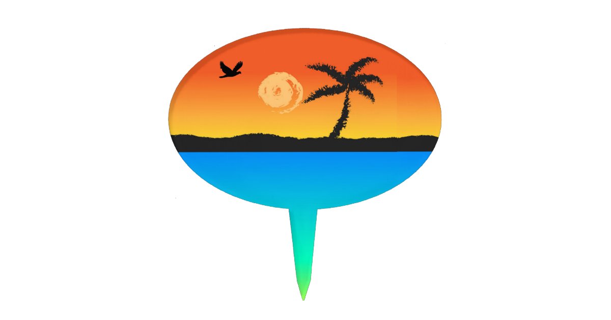 Island Sunset Cake Topper | Zazzle