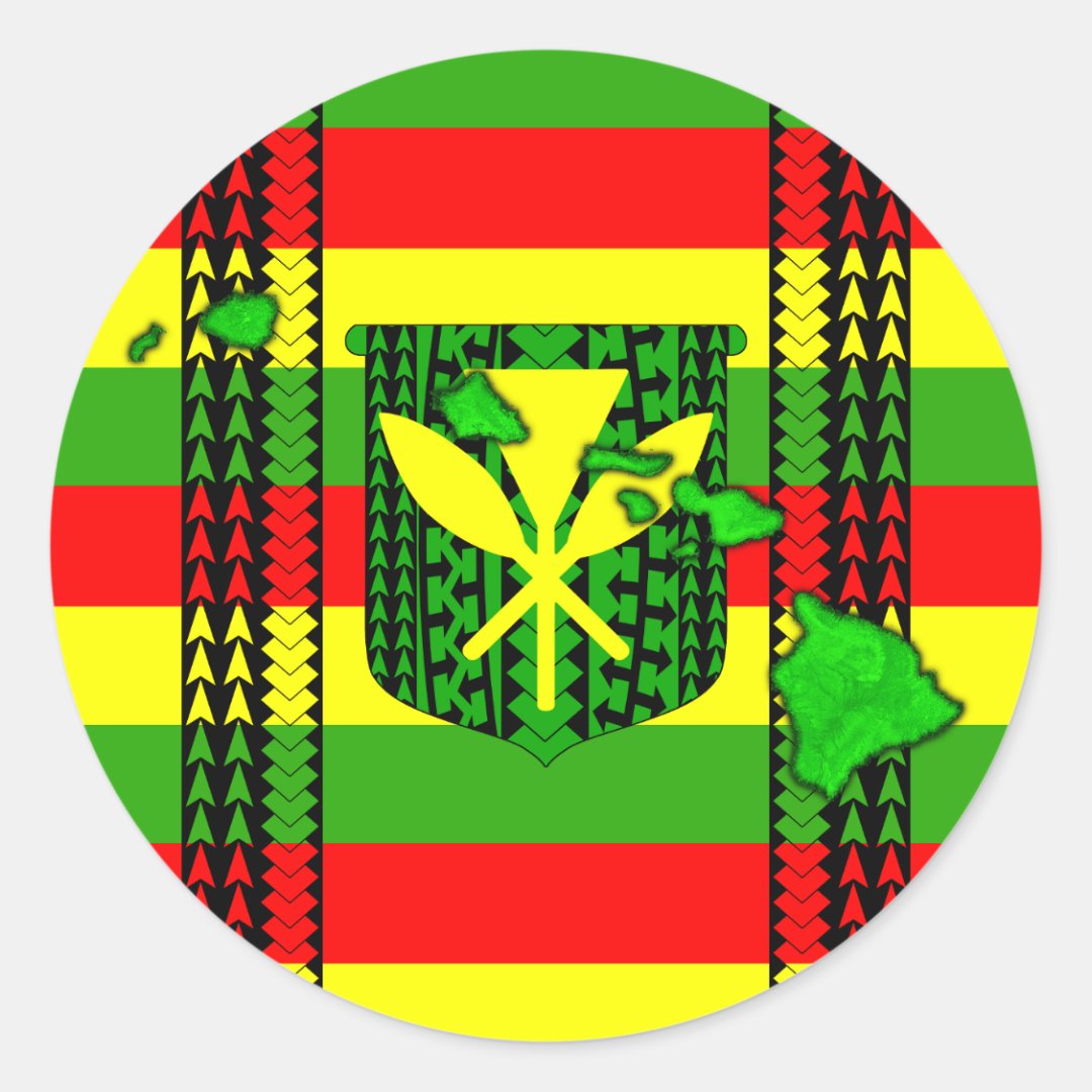 Island Tribal Kanaka Maoli Flag Classic Round Sticker | Zazzle