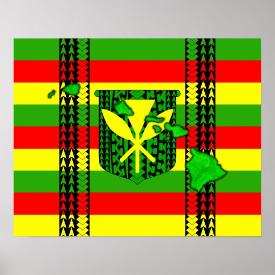Island Tribal Kanaka Maoli Flag Poster | Zazzle.com