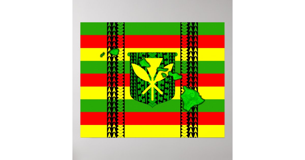 Island Tribal Kanaka Maoli Flag Poster | Zazzle