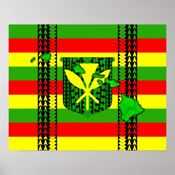 Island Tribal Kanaka Maoli Flag Poster | Zazzle.com