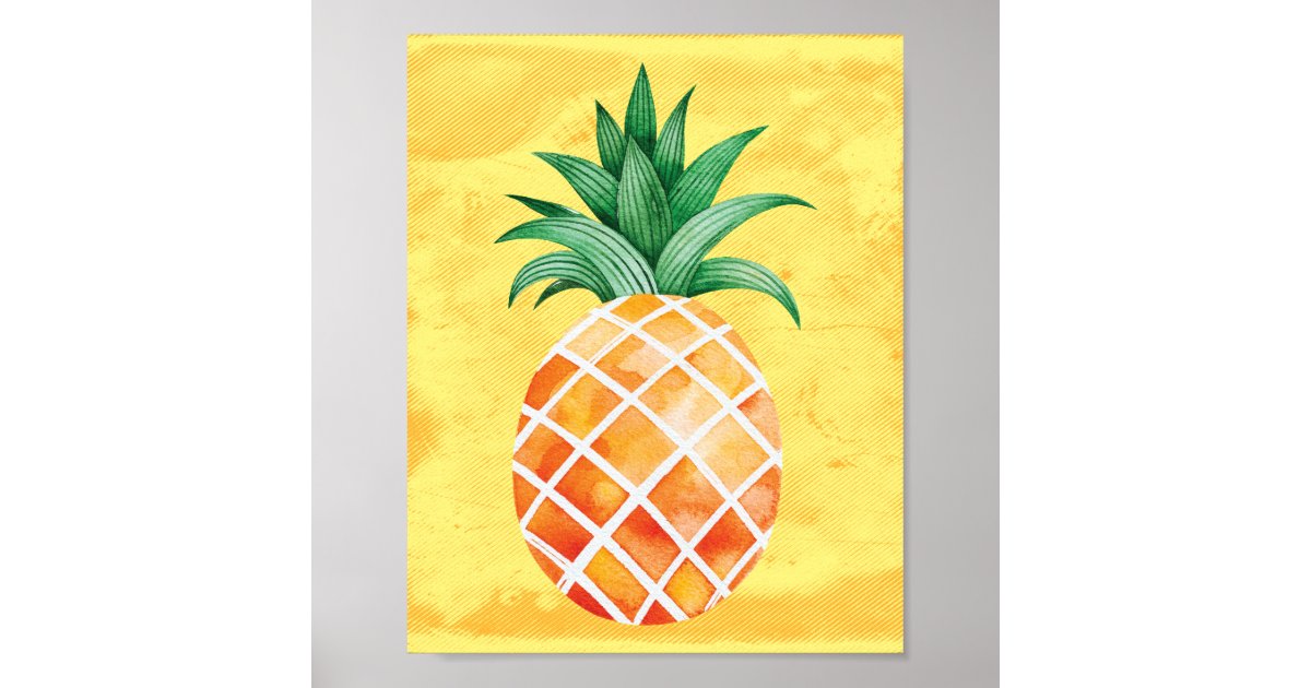 Island Tropical Pineapple Sunny Yellow Poster | Zazzle