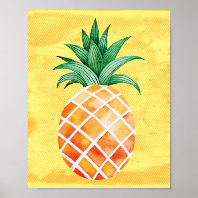 Island Tropical Pineapple Sunny Yellow Poster | Zazzle