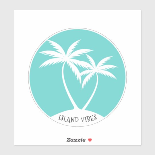 Island Vibes Swaying Palms Aqua Logo Sticker | Zazzle.com