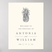 Island Vintage Pineapple Wedding Welcome Poster | Zazzle