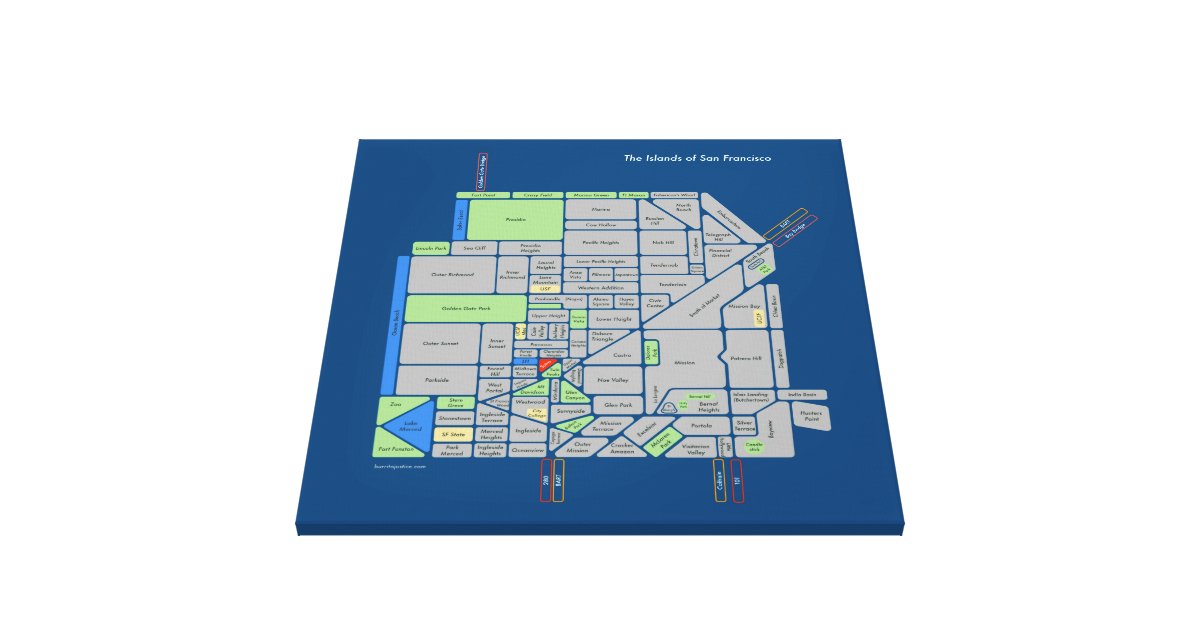 Islands of SF, 2'x2' stretched canvas | Zazzle