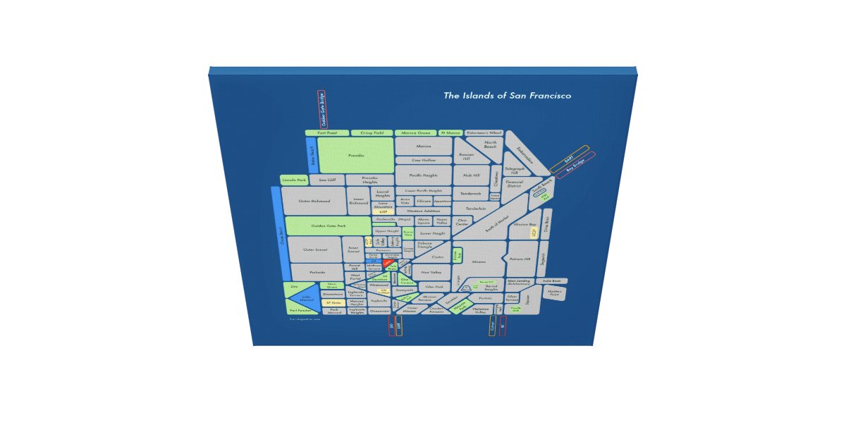 Islands of SF, 2'x2' stretched canvas | Zazzle