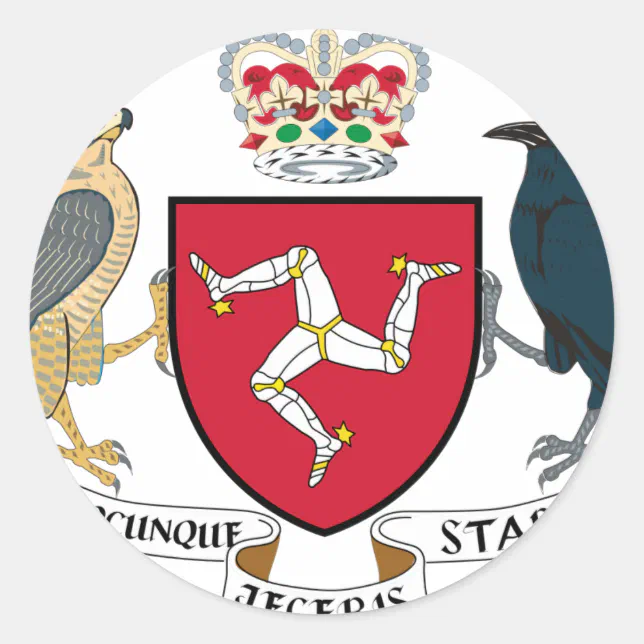 Isle of Man Coat of Arms - Manx Emblem Classic Round Sticker | Zazzle