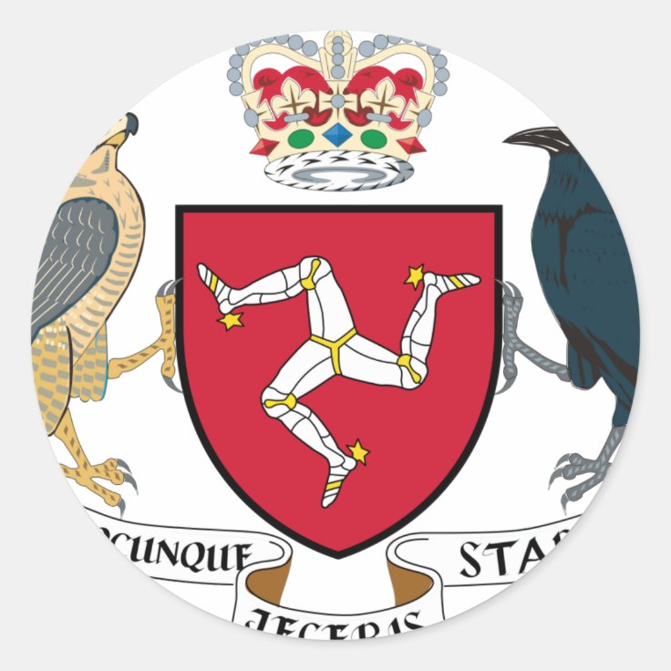 Isle of Man Coat of Arms - Manx Emblem Classic Round Sticker | Zazzle