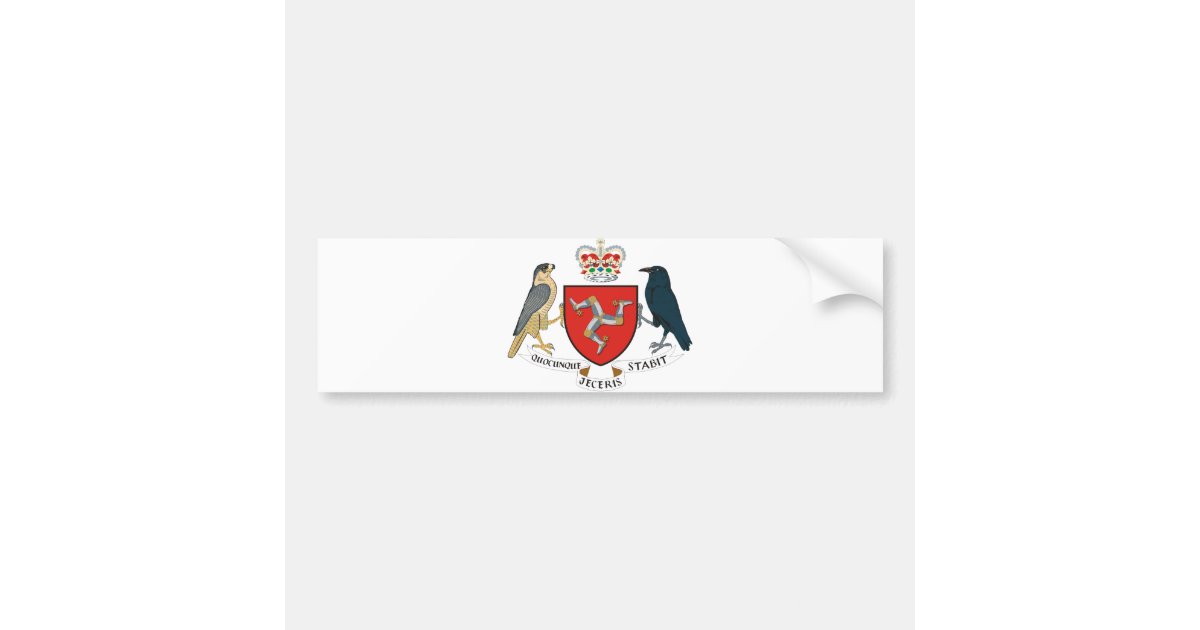 Isle of Man Official Coat Of Arms Heraldry Symbol Bumper Sticker | Zazzle