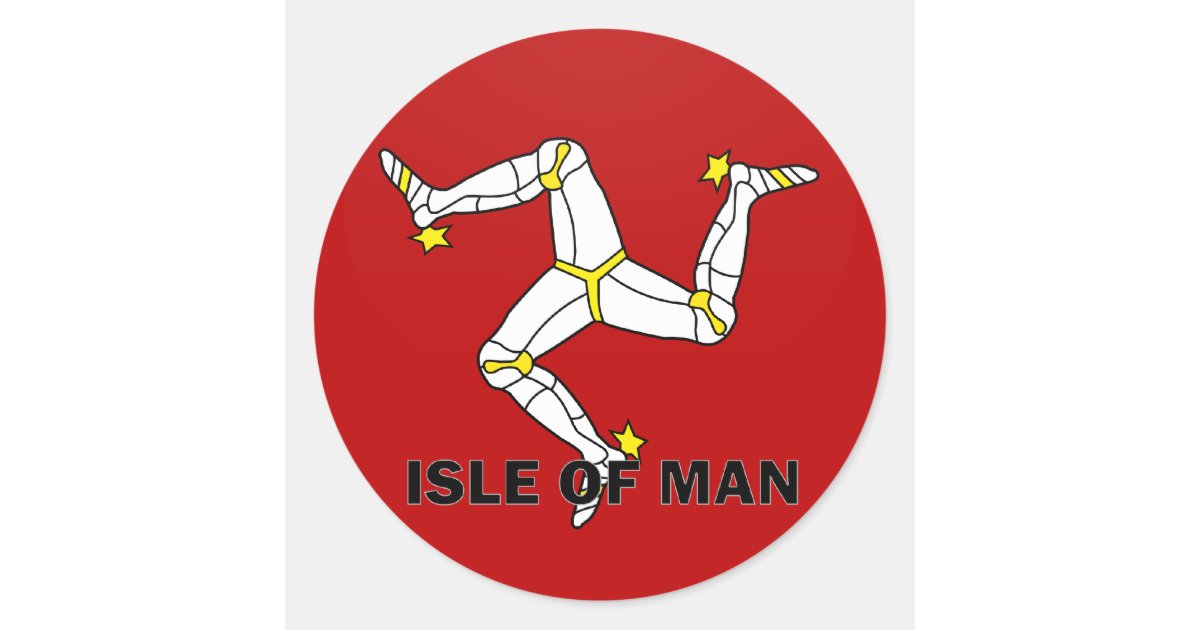 Isle Of Man Roundel quality Flag Classic Round Sticker | Zazzle