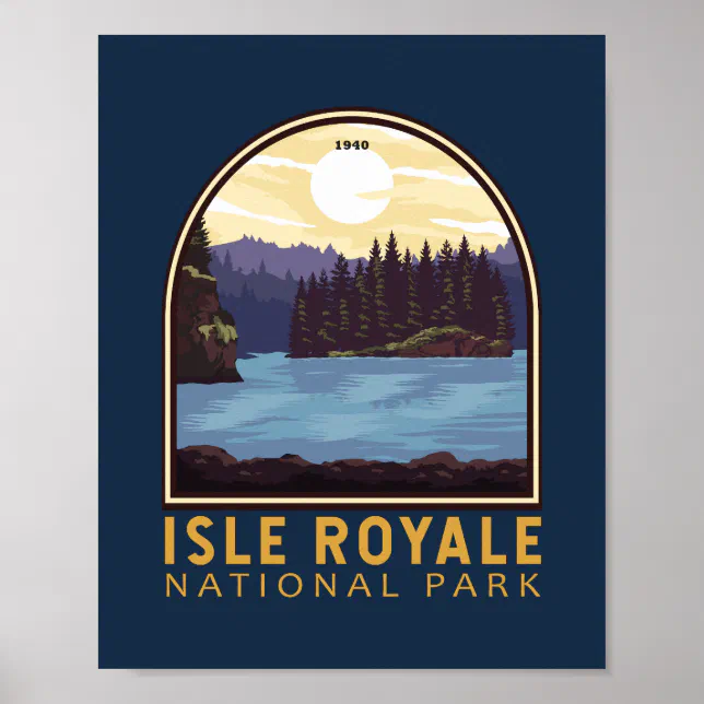 Isle Royale National Park Vintage Emblem Poster | Zazzle