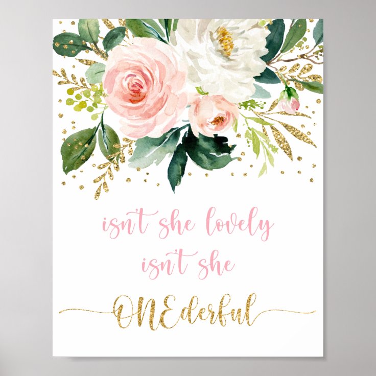 Isn't She Onederful Boho Floral First Birthday Poster | Zazzle