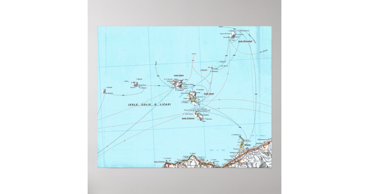 isole eolie mappa map poster | Zazzle
